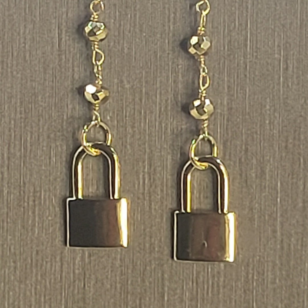 Tiny Padlock Dangle Earrings Cute Padlock Earrings Holiday - Etsy