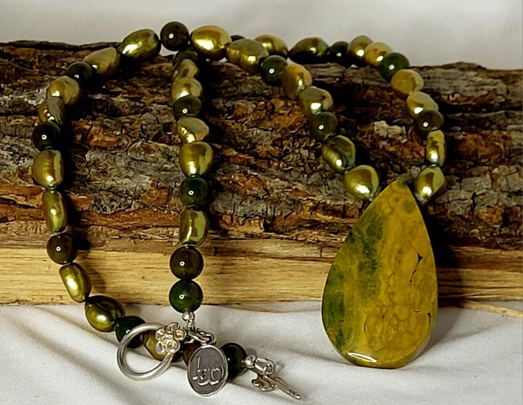 Green Ocean Jasper Teardrop Pendant Necklace, One of a Kind Jasper ... Green Ocean Jasper Teardrop Pendant Necklace, One of a Kind Jasper ...