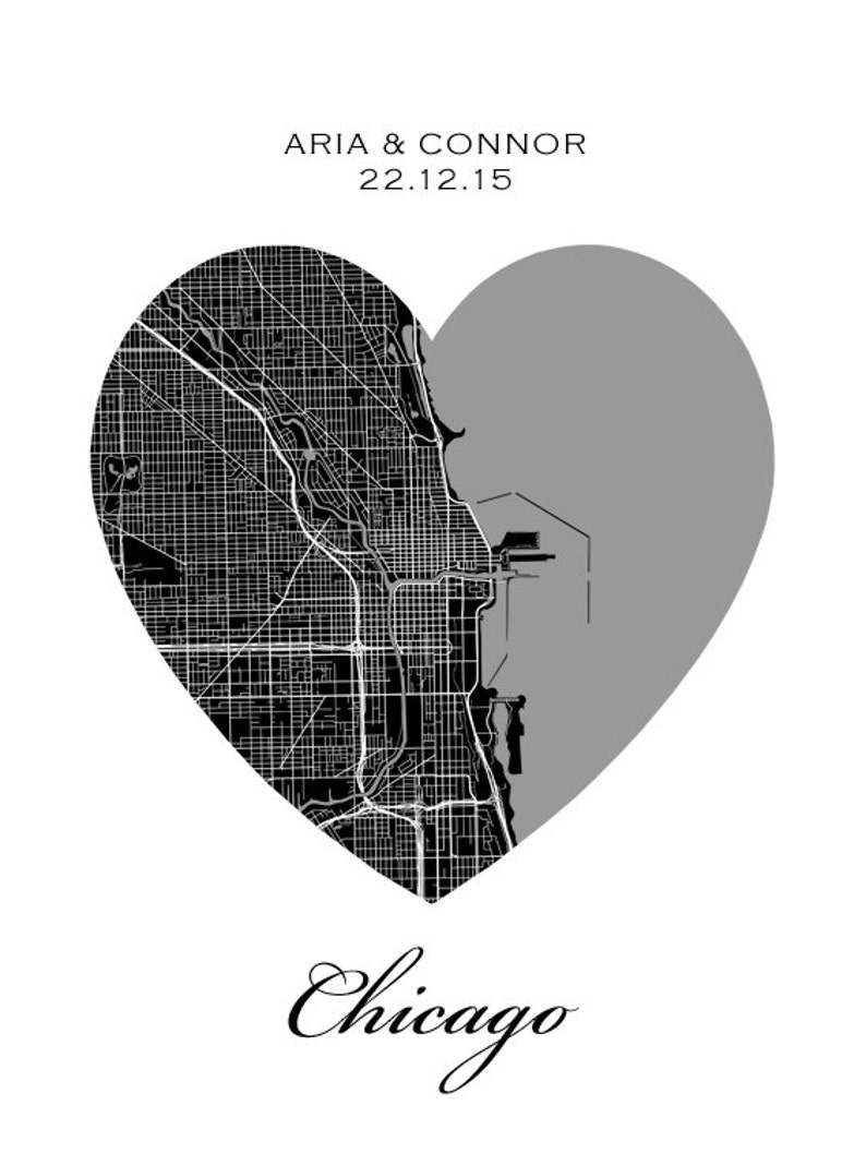 Chicago Heart Map - Etsy
