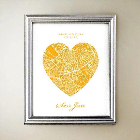 San Jose Heart Map | Etsy