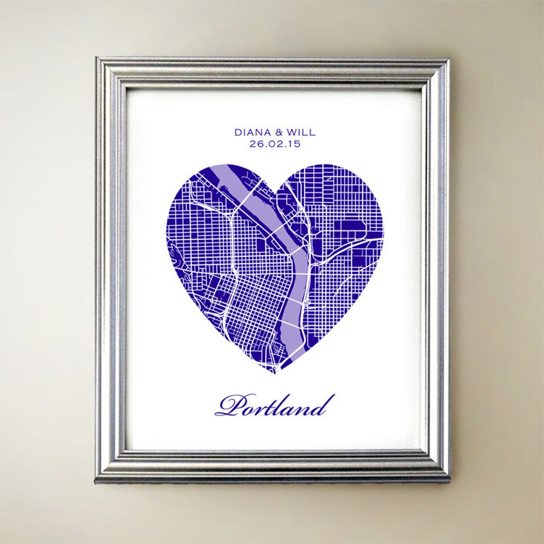 Portland Heart Map - Etsy