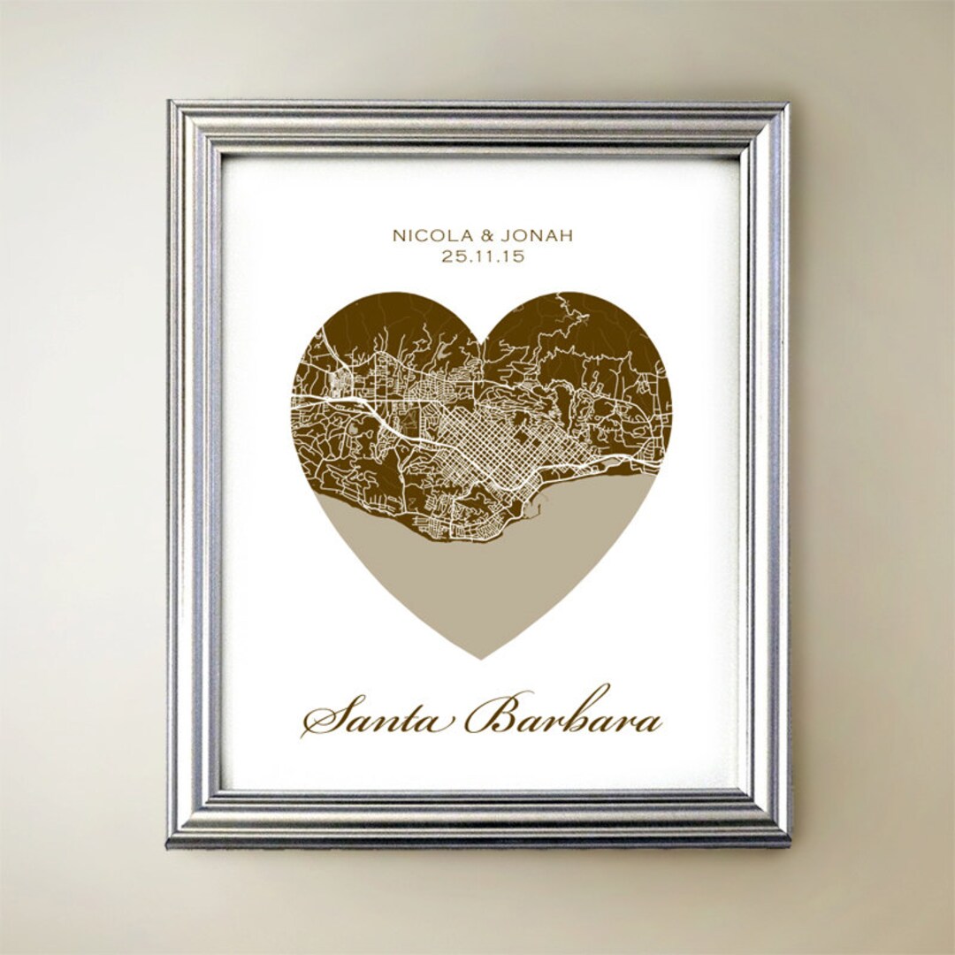 Santa Barbara Heart Map - Etsy