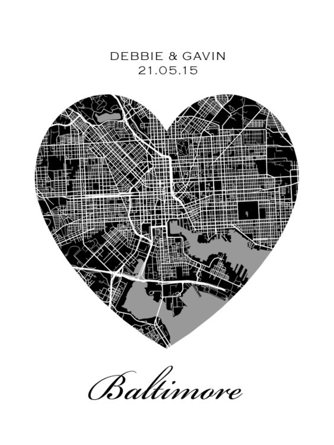 Baltimore Heart Map - Etsy