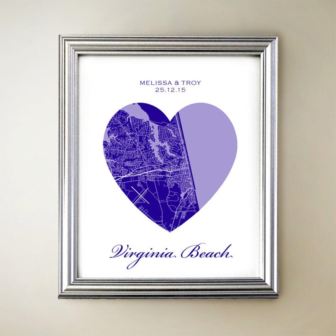 Virginia Beach Heart Map - Etsy
