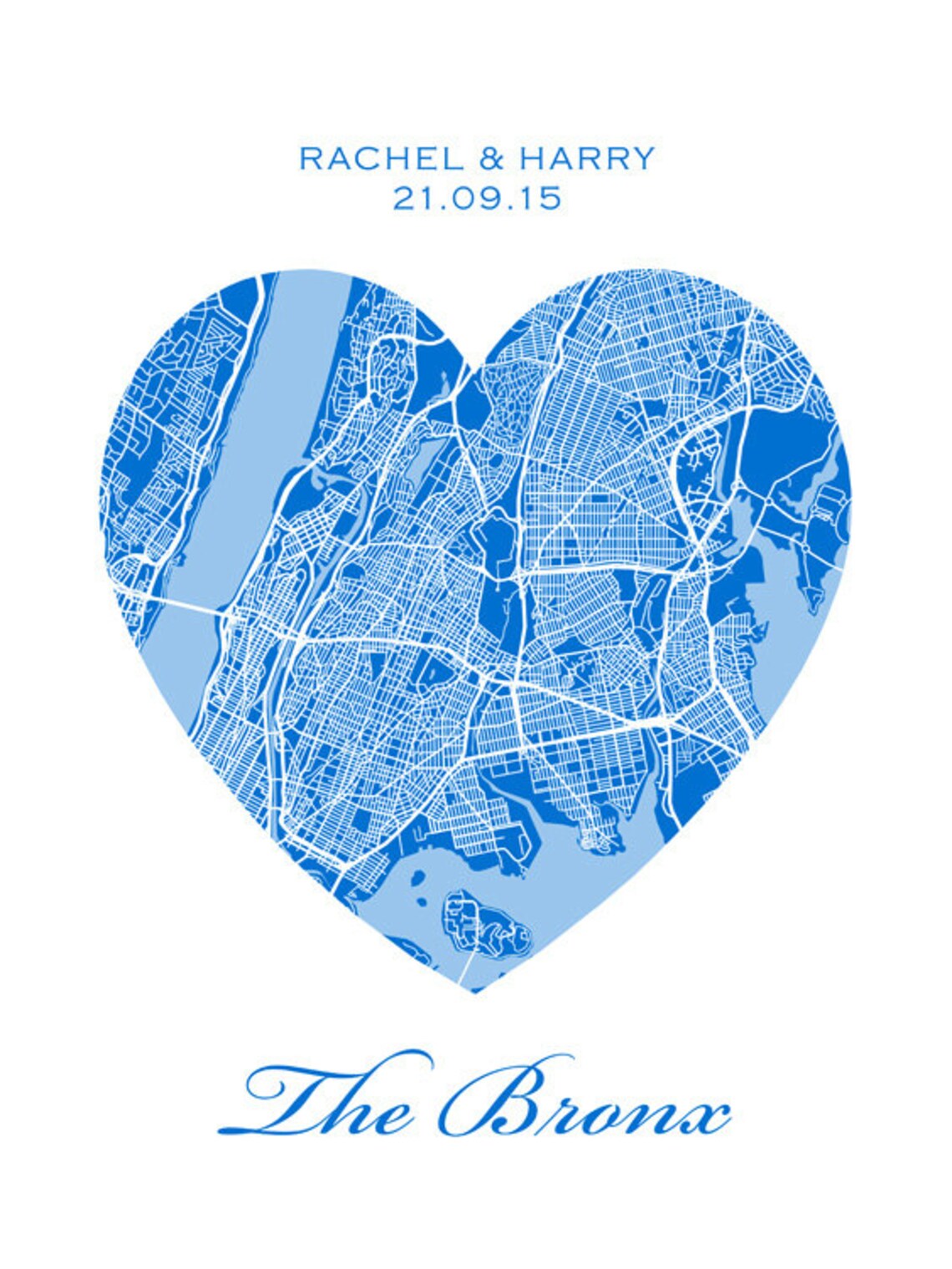 The Bronx Heart Map - Etsy UK