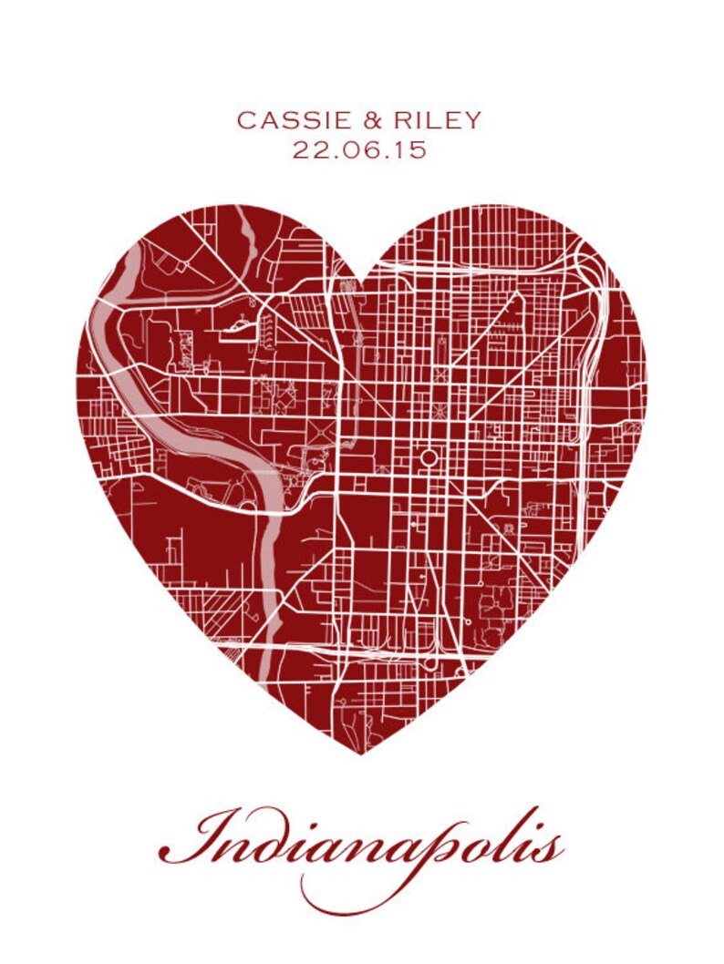 Indianapolis Heart Map - Etsy
