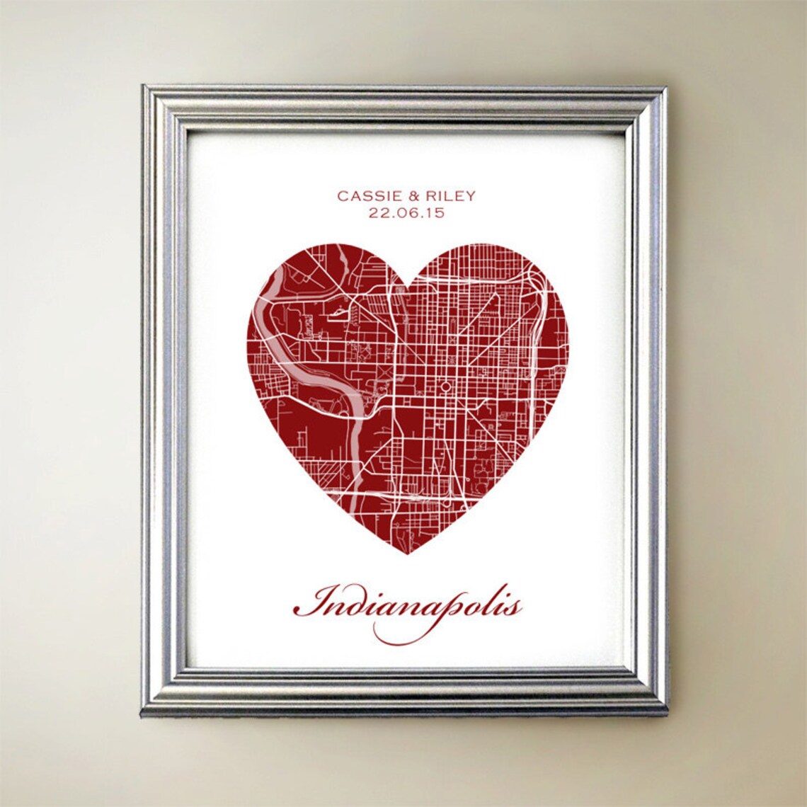 Indianapolis Heart Map - Etsy
