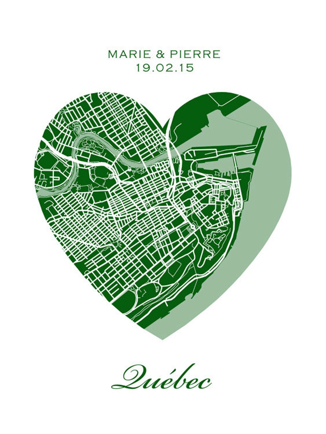 Quebec City Heart Map Print | Etsy