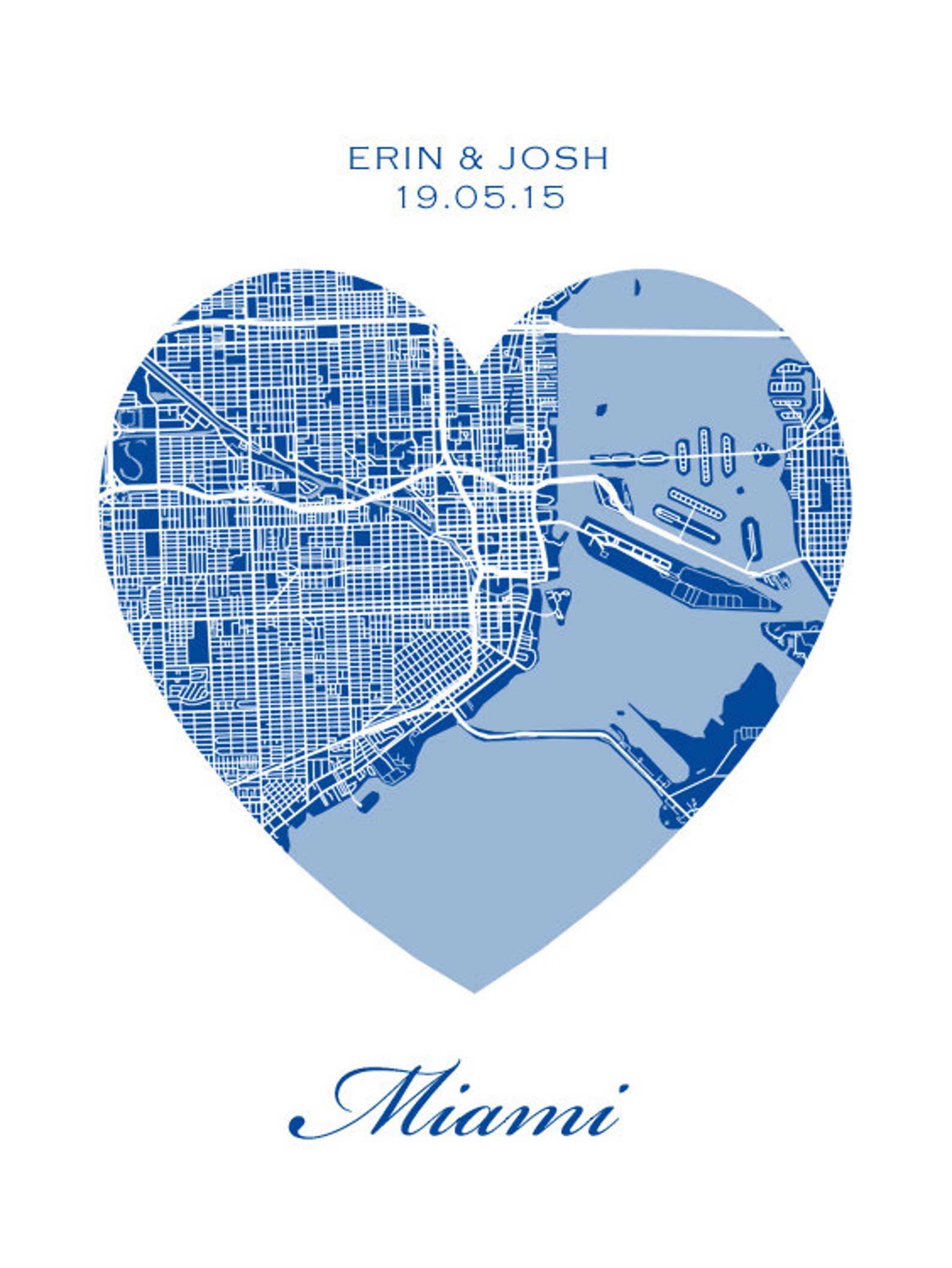 Miami Heart Map - Etsy