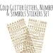 Metallic Gold Glitter Letters Stickers Set With Letters, Numbers and ...