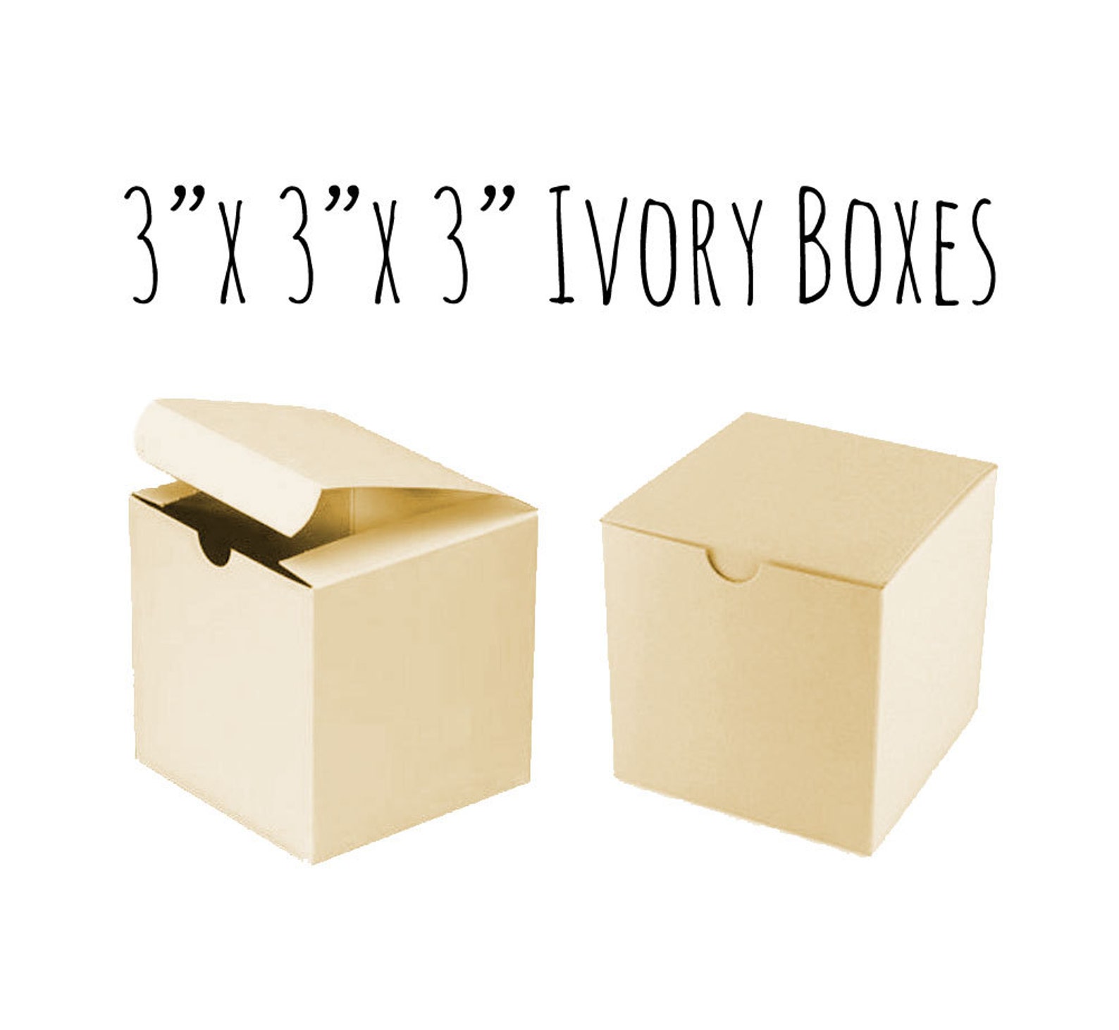Ivory Boxes 3 X 3 X 3", Ecru, 25 to 50 Pack of Wedding Favor Boxes ...