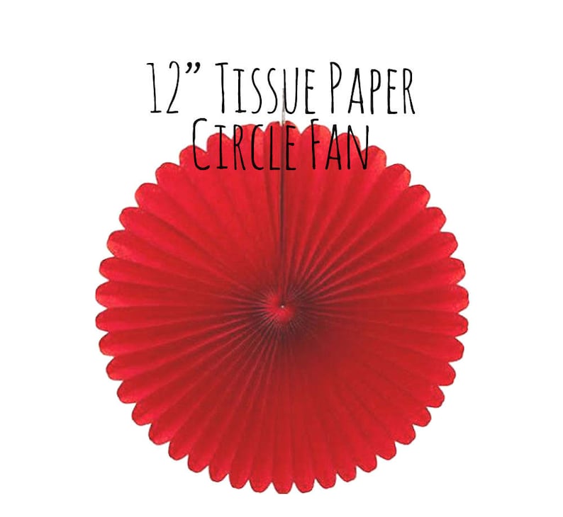 12" Red Tissue Paper Fan, Accordion Pinwheel, Circle Fan, 12 Inch Round ...