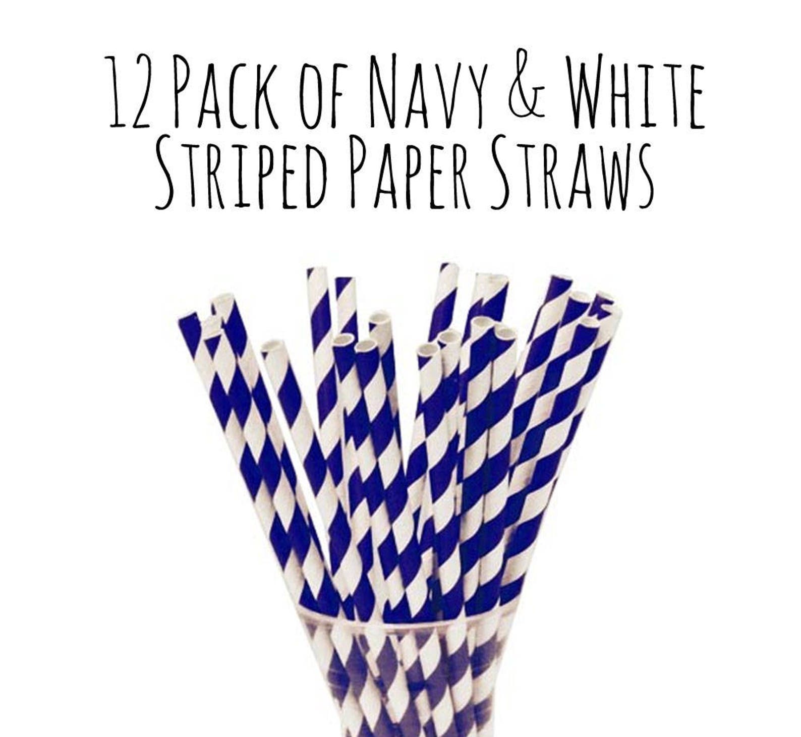 Dark Navy Blue and White Striped Paper Straws Blue Striped - Etsy