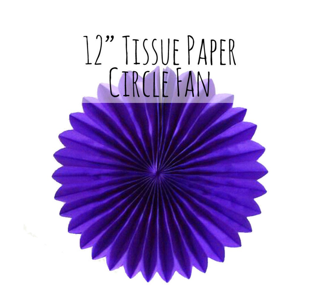12" Purple Tissue Paper Fan, Sky Blue Accordion Pinwheel, Circle Fan, 1 ...