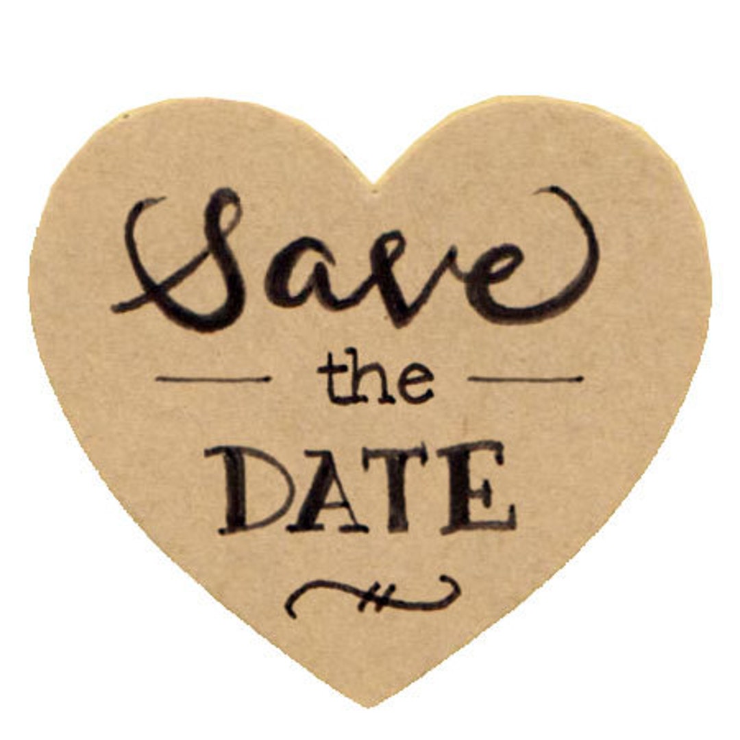 Set of 20 1.5 Wide Save the Date Heart Kraft Stickers/ Kraft Stickers ...