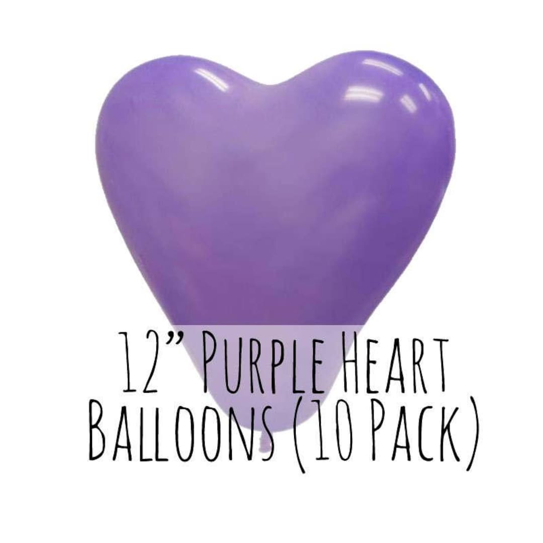 12" Heart Shaped Purple Balloons, 12 Inch Purple Heart Balloons, 1 Ft ...