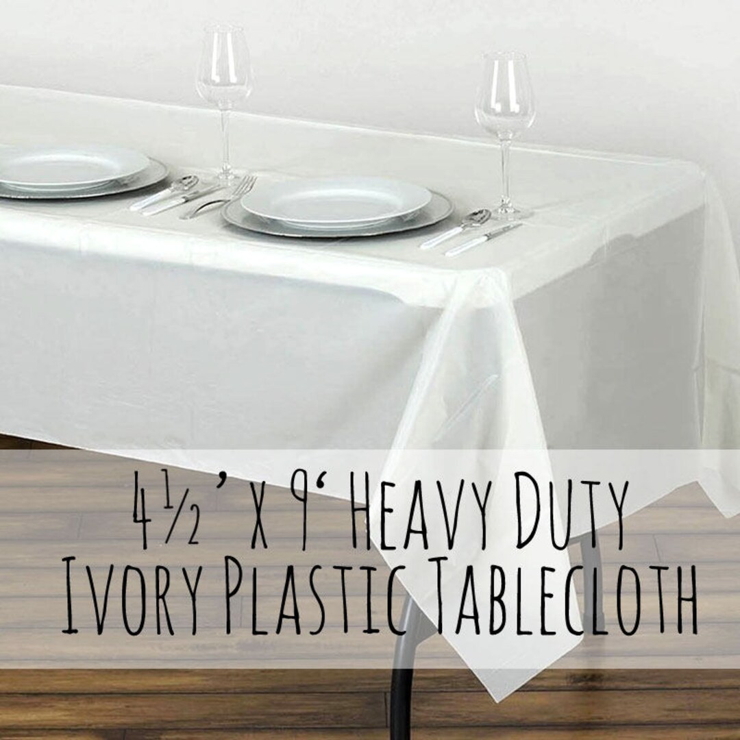 Thick Disposable Plastic Ivory Tablecloth, off White Banquet Tablecloth ...