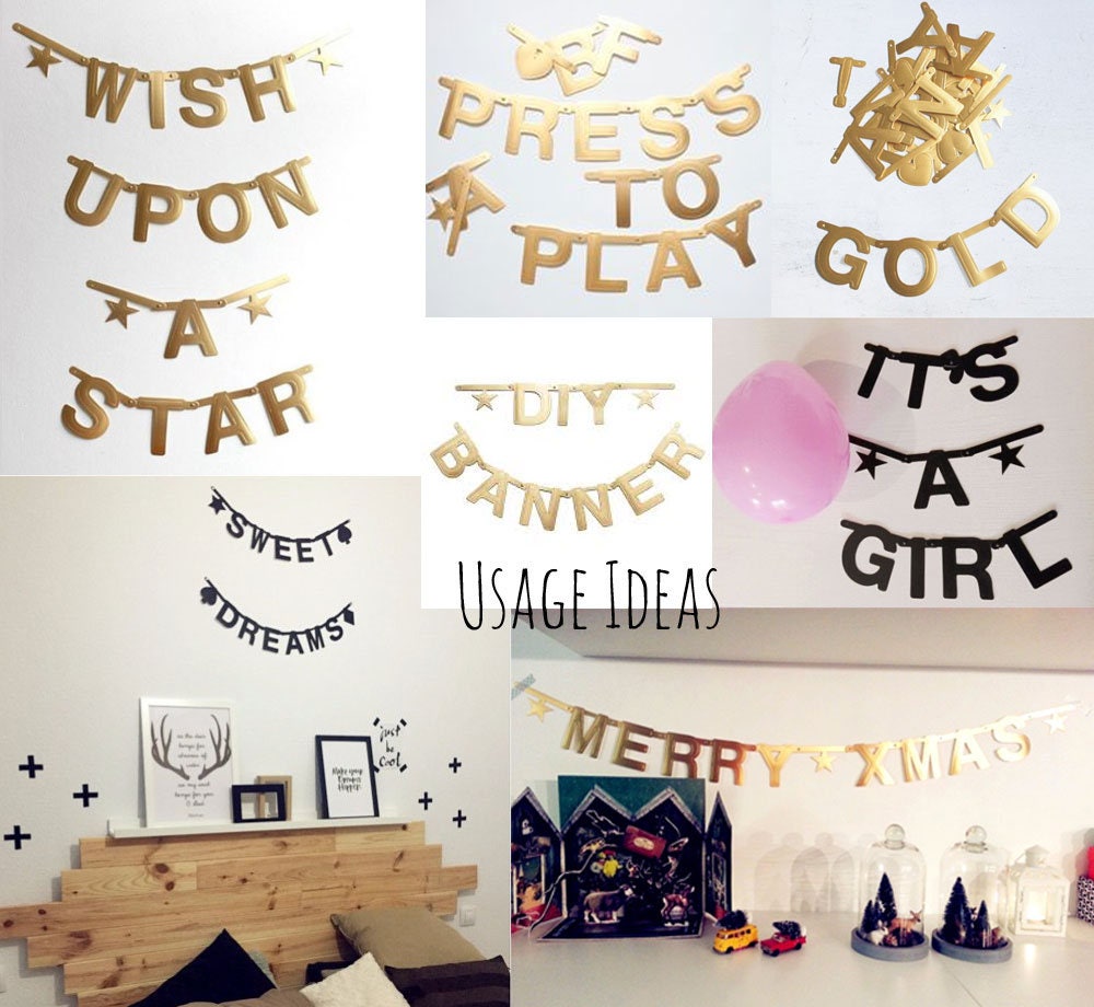 Metallic Gold DIY Custom Banner Kit, Happy Birthday Banner, Gold Banner ...