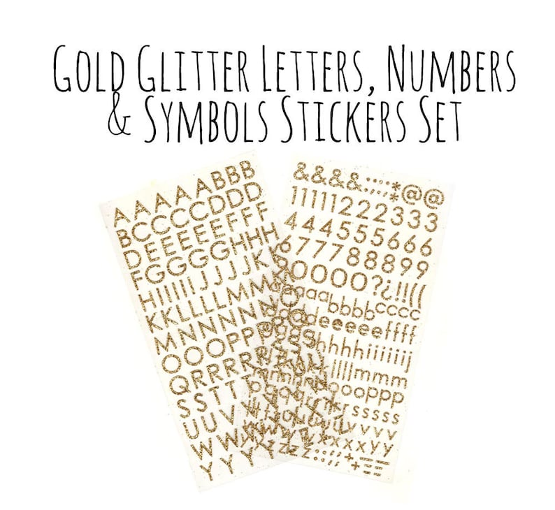 Metallic Gold Glitter Letters Stickers Set With Letters - Etsy