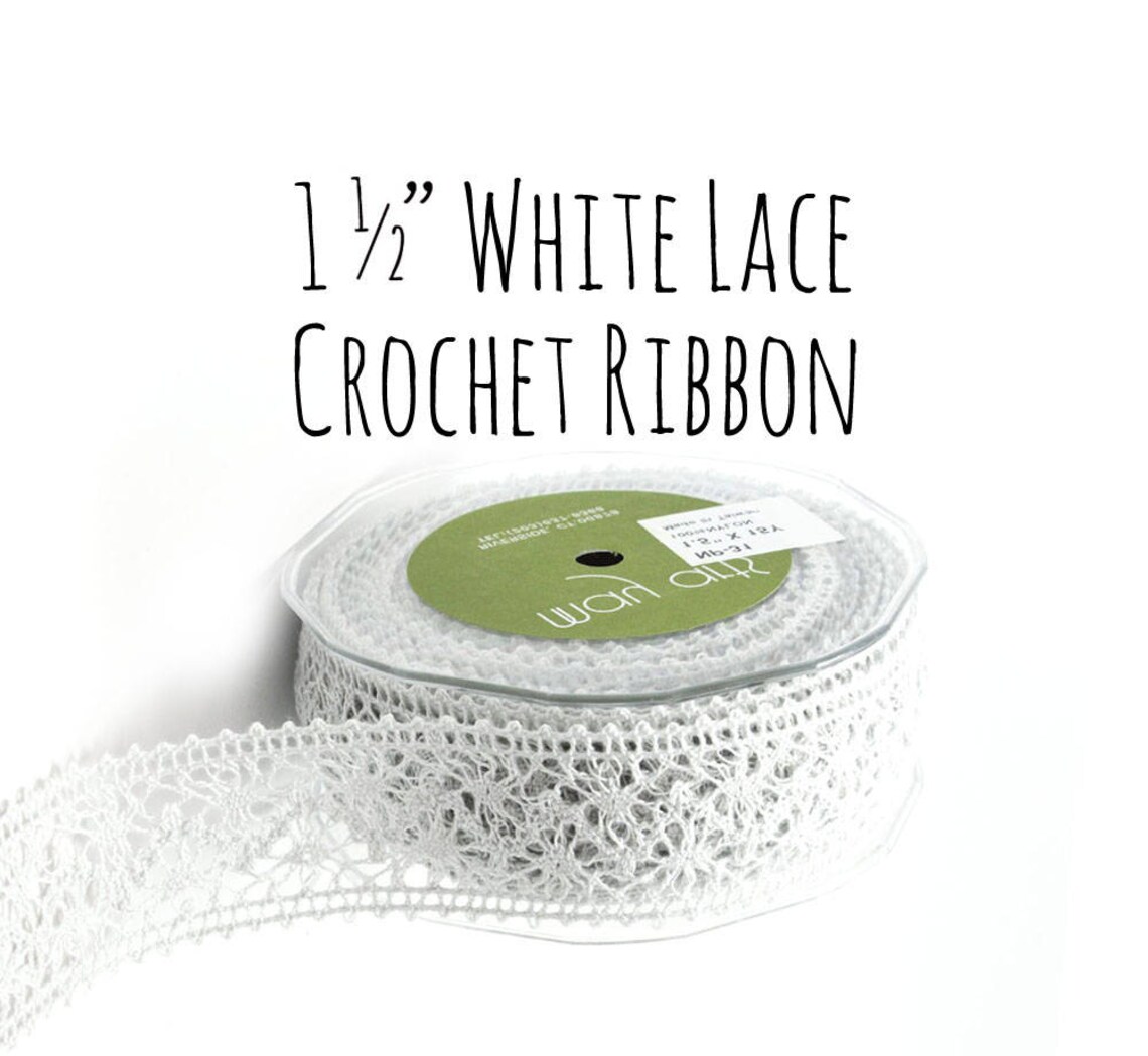 1.5 Ivory Lace Crochet Ribbon Wide Cream Lace Ribbon | Etsy