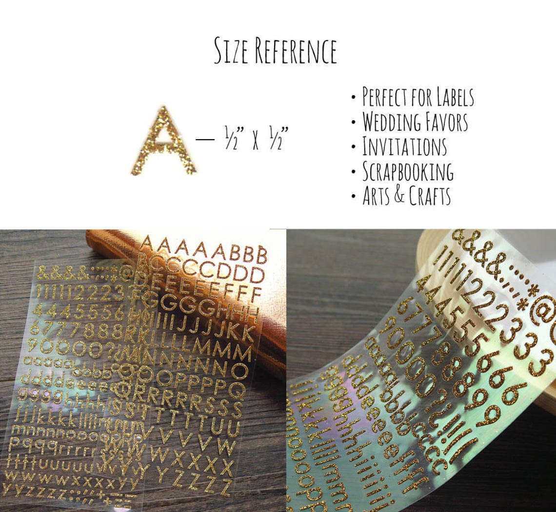 Metallic Gold Glitter Letters Stickers Set with Letters | Etsy