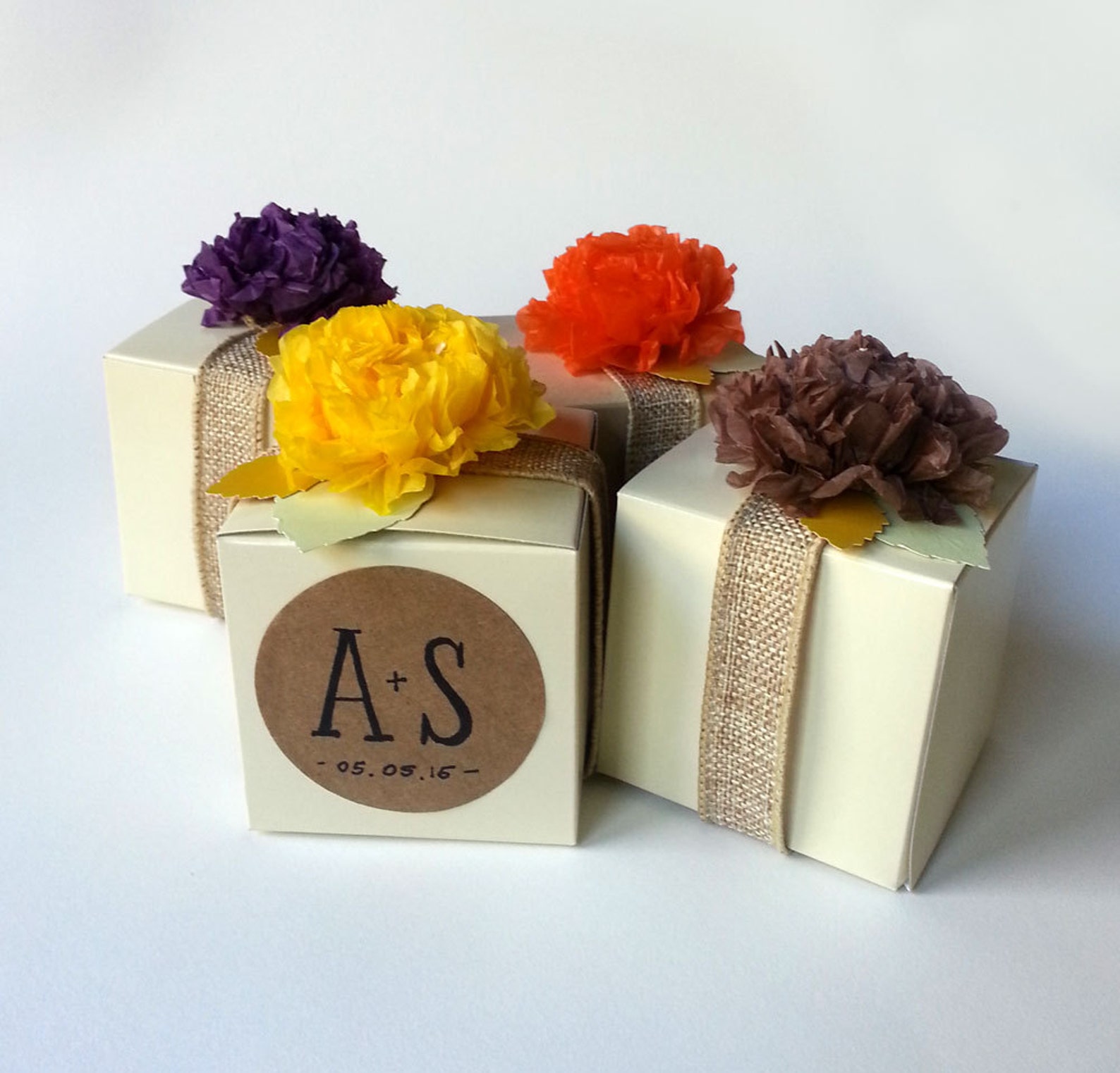 Ivory Boxes 3 X 3 X 3", Ecru, 25 to 50 Pack of Wedding Favor Boxes ...