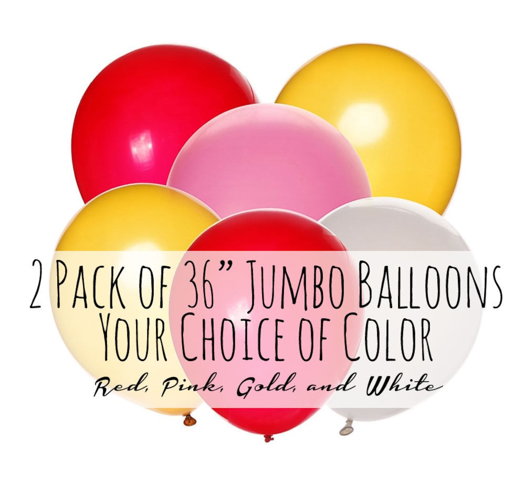 36" Jumbo Red Balloon, Big Pink Balloon, Giant Gold Balloon, Huge White ...