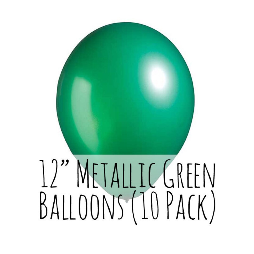 12" Metallic Green Balloons, 12 Inch Metallic Green Latex Balloons, 1 ...