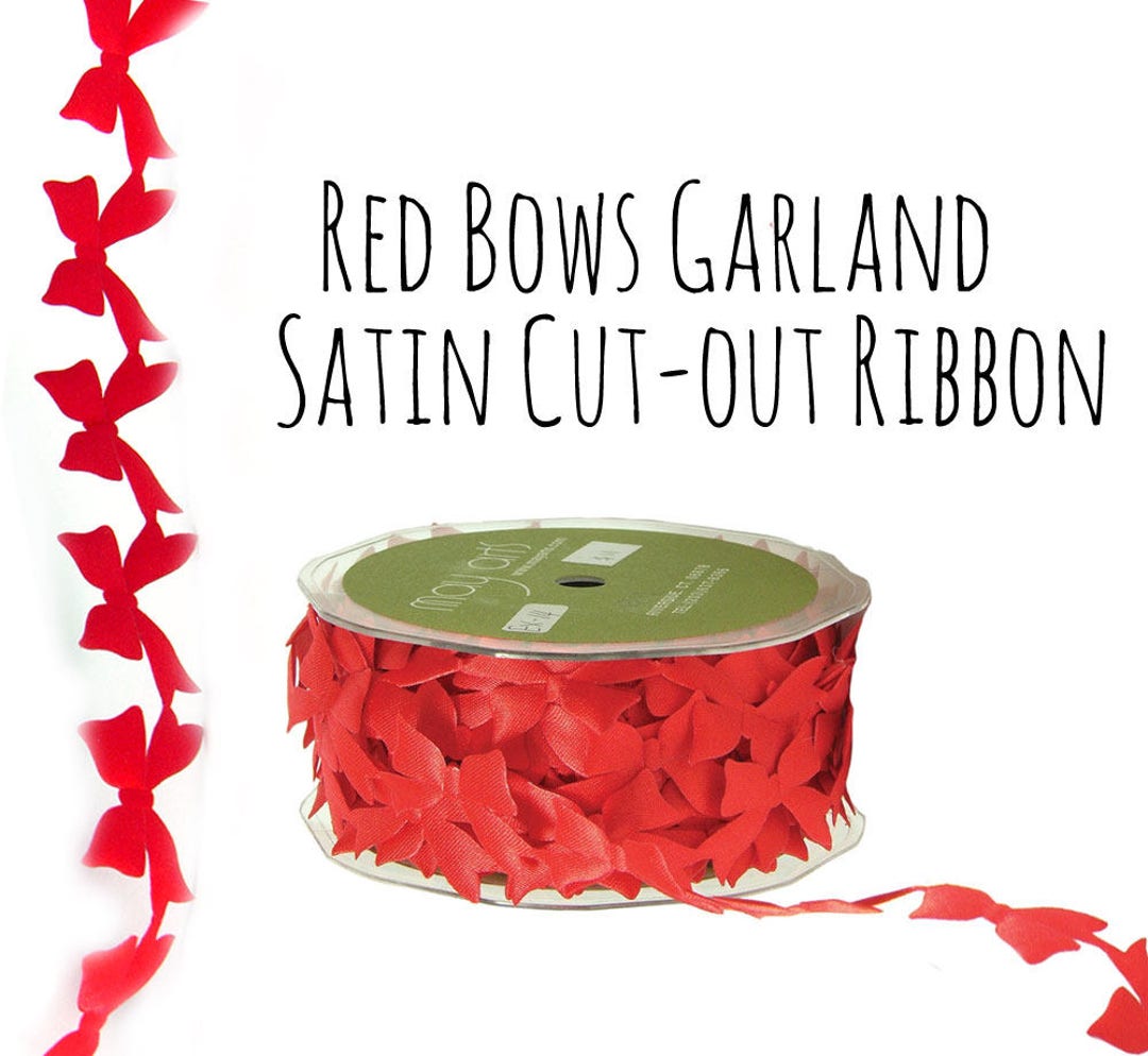 Red Bow Cutout Satin Ribbon 7/8 Red Satin Ribbon - Etsy