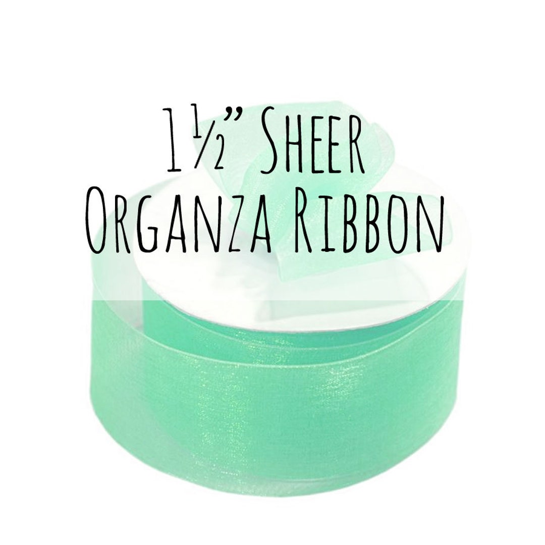 1 1/2" Mint Ribbon, 1.5 Inch Ribbon, Light Mint Green Sheer Organza ...