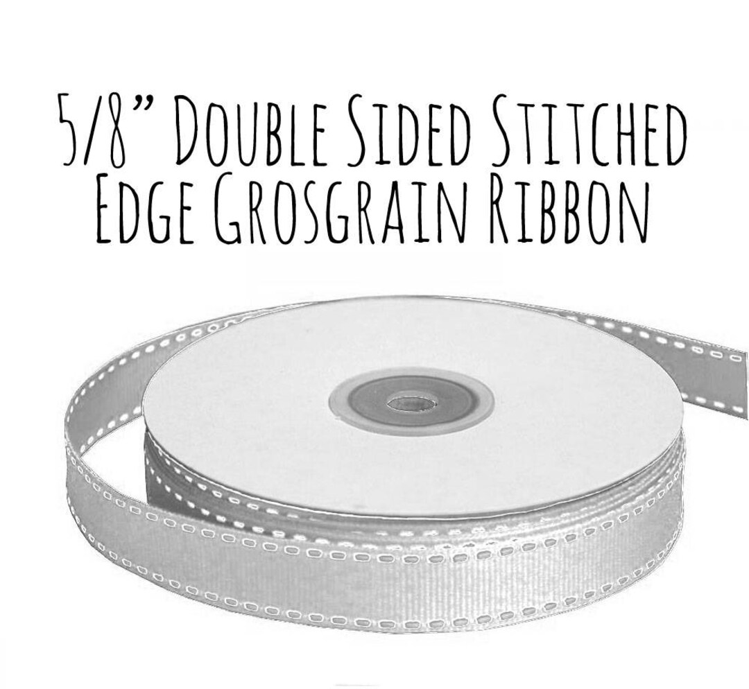 Stitched Edge Silver Ribbon, Silver Grosgrain Ribbon, 5/8" Ribbon ...