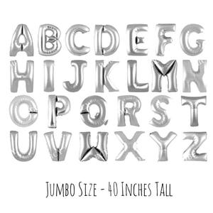 40" Silver Letter Balloons, 40 Inch Shiny Silver Foil Mylar Balloons ...