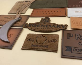 50pcs Genuine leather patch custom embossed Genuine leather | Etsy