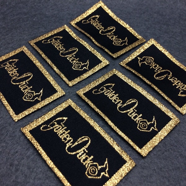 500 Pcs Custom Gold Woven Label, Gold Metallic Woven Label, Garment ...