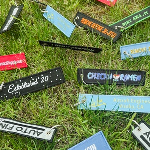 50 Embroidery Flight Tag, Personalized Gift, Key Ring, Custom Keychain ...