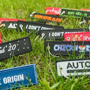 50 Embroidery Flight Tag, Personalized Gift, Key Ring, Custom Keychain ...