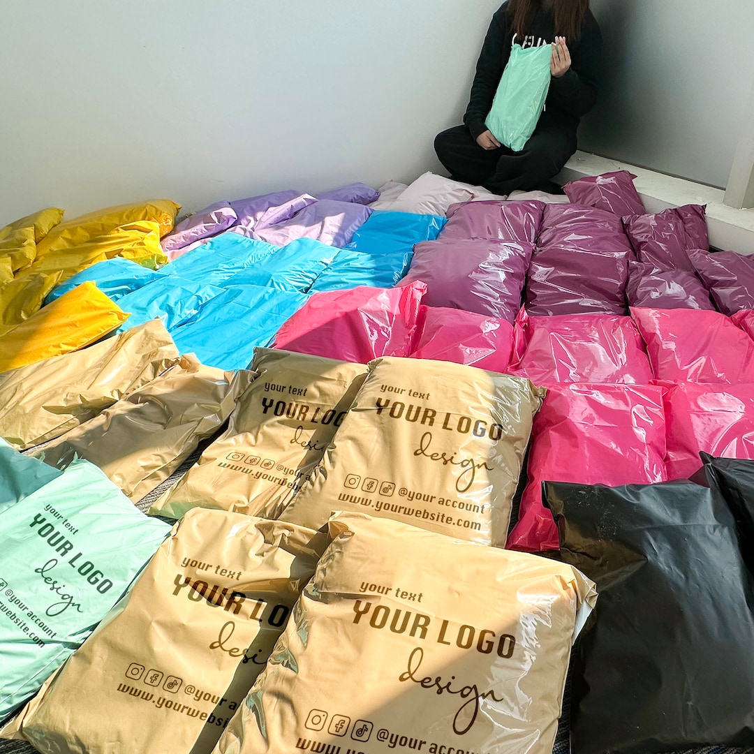 50-1000 Custom Colorful Poly Mailers Bag, Custom Shipping Bag With One ...