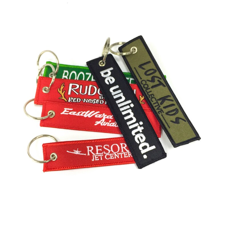 100 Custom Embroidered Keychain Red Tag Flights Flight - Etsy UK