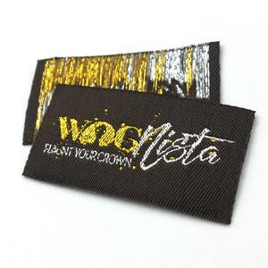 500 Pcs Custom Gold Clothing Label, Gold Metallic Clothing Label, Woven ...