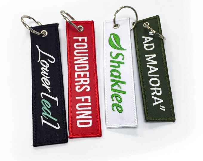 100 Custom Embroidered Keychain, Red Tag Flights, Flight Embroidered ...