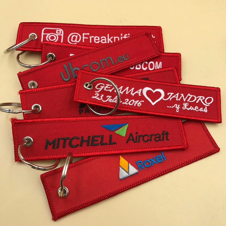 400 Double Sided Embroidered Keychain Flight Keychain Custom - Etsy