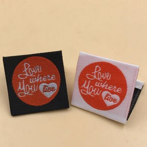 500 Custom Clothing Labels, Hem Tags, Hem Labels, Pip Woven Tag, Woven ...