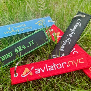 50 Embroidery Flight Tag, Personalized Gift, Key Ring, Custom Keychain ...