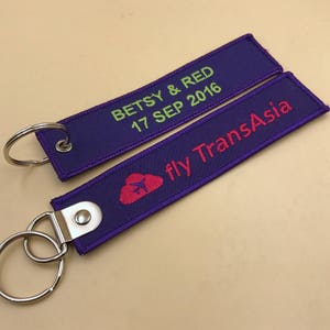50 Custom Flight Key Chain, Flight Embroidery Key Chain, Embroidery ...