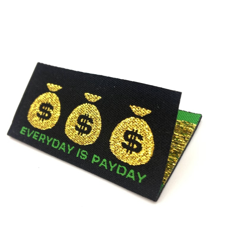 500 Pcs Custom Gold Clothing Label, Gold Metallic Clothing Label, Woven ...