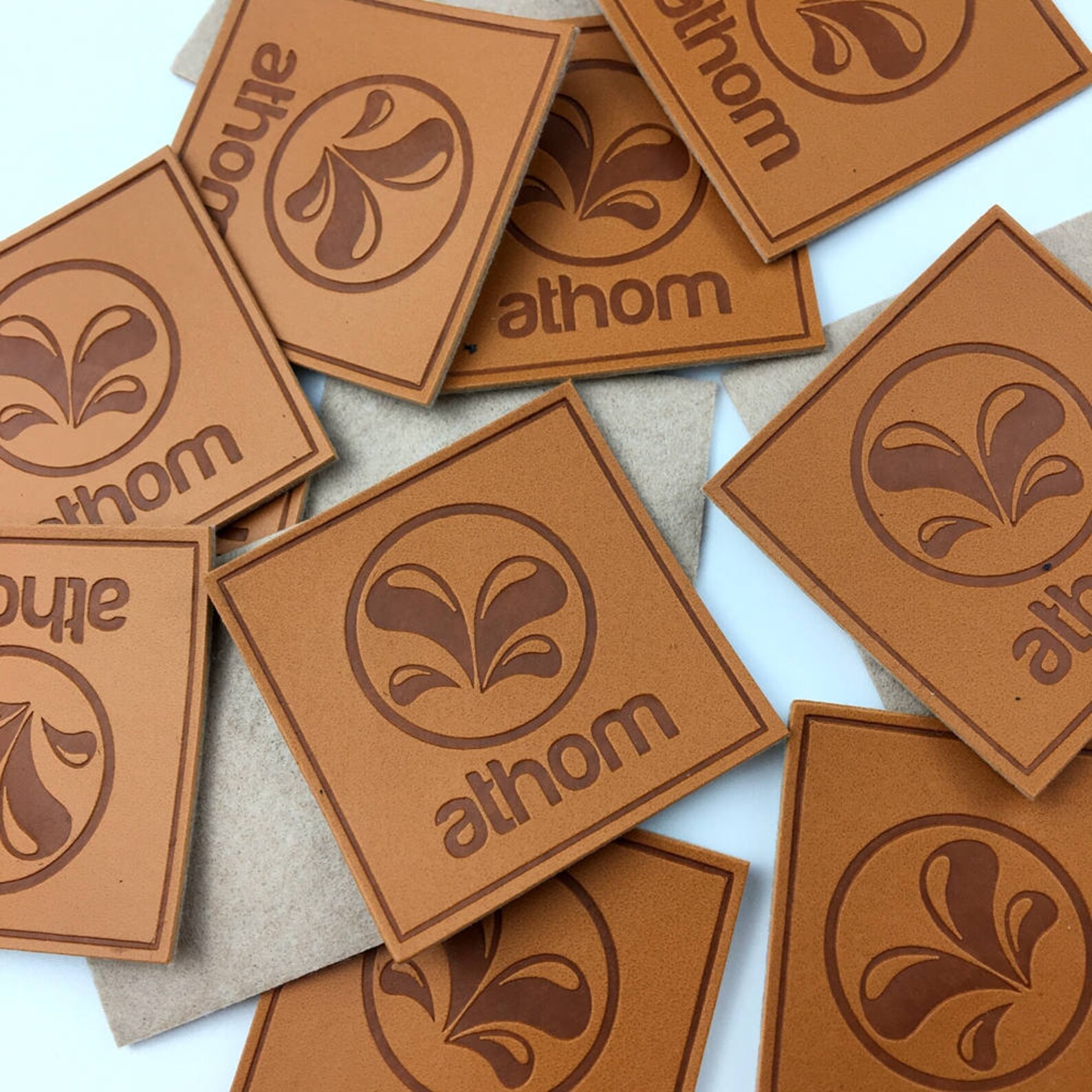 200pcs Custom Embossed Logo Black Leather Label, Embossed Logo Black ...