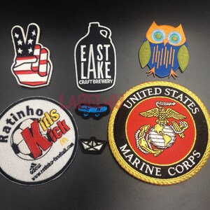 50 Custom Embroidered Badge , Iron on Embroidered Badge Custom Logo, (L ...