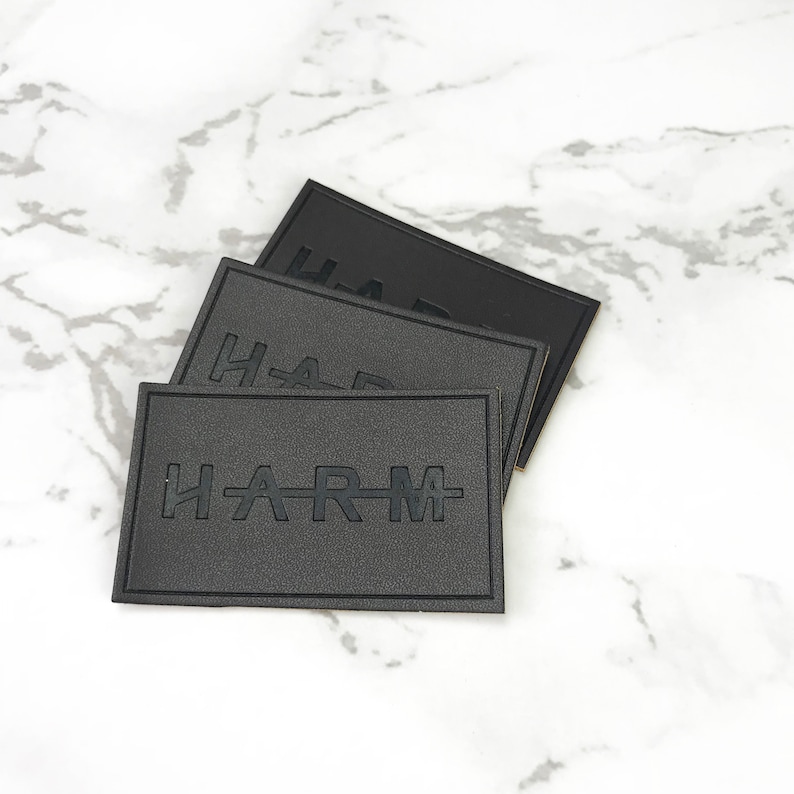 200pcs Custom Embossed Logo Black Leather Label, Embossed Logo Black ...