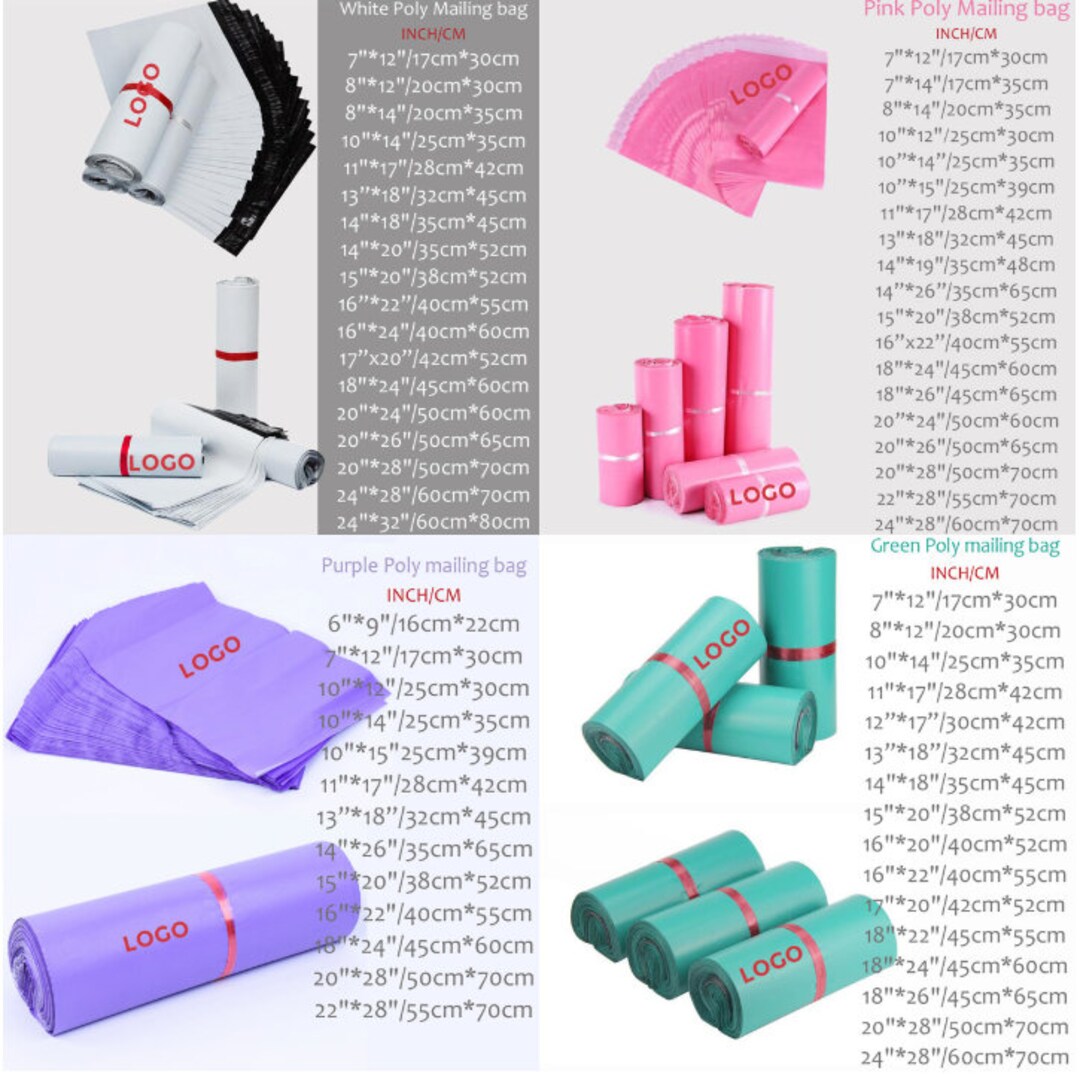 100pcs Poly Mailers 13x18", Custom Your Logo, Poly Mailers Printed ...