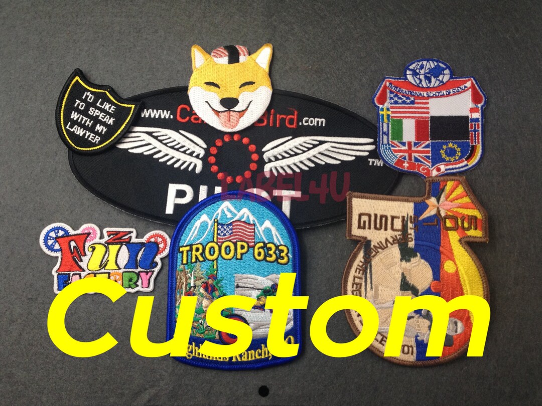 50 Custom Embroidered Badge , Iron on Embroidered Badge Custom Logo, (L ...